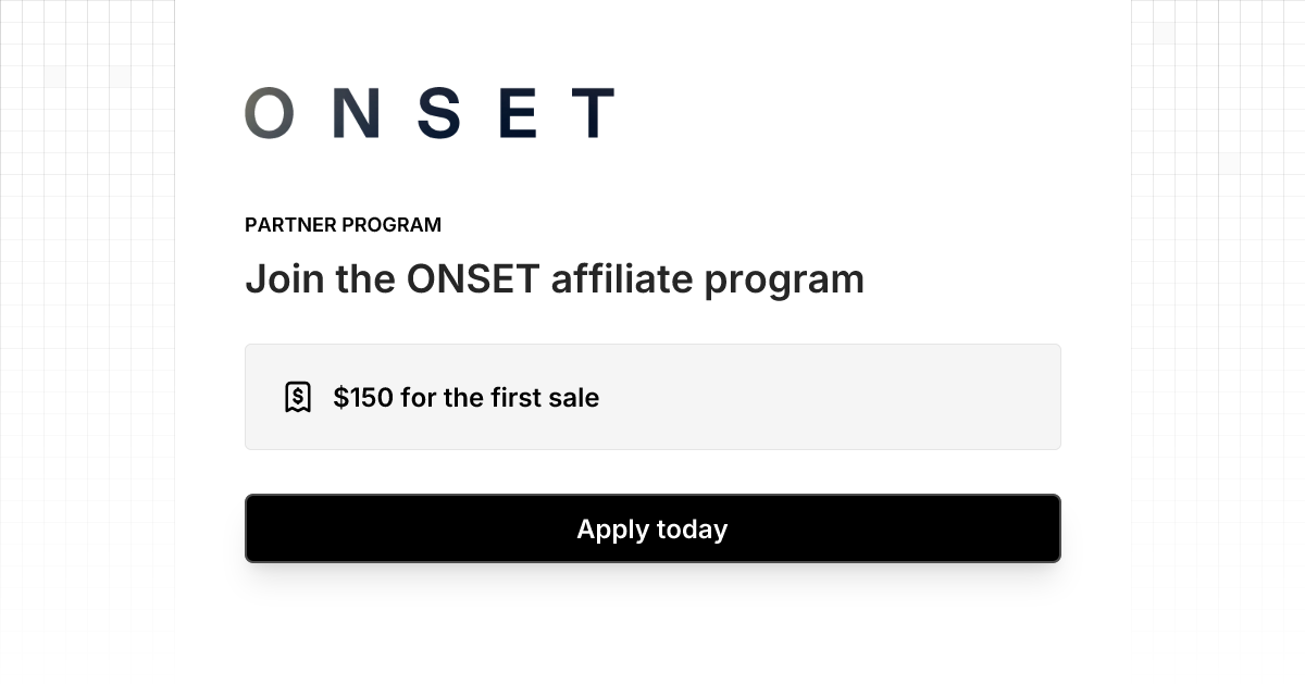 ONSET Affiliate Program | Dub